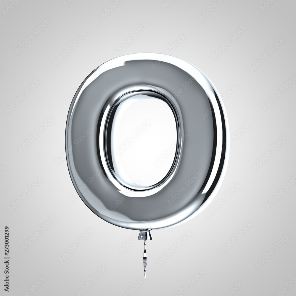Shiny metallic chrome balloon letter O uppercase isolated on white ...