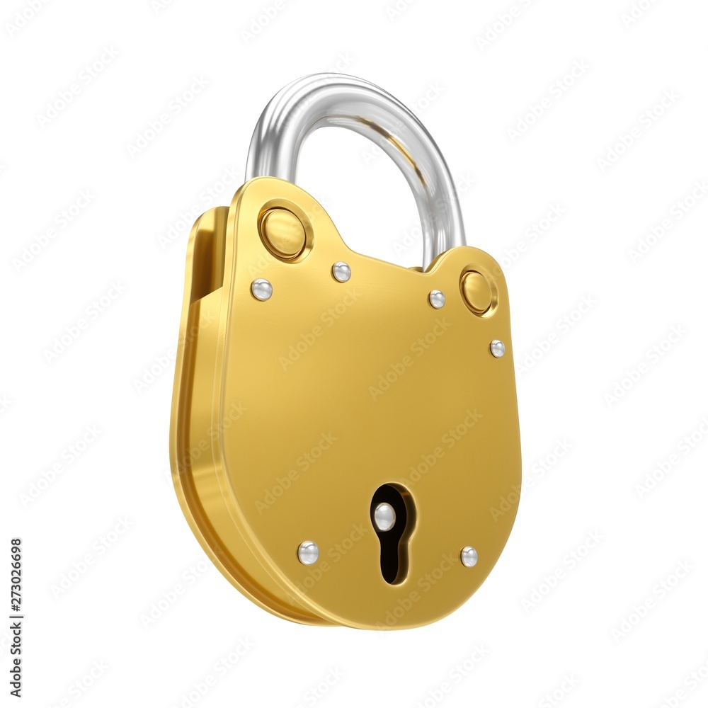 3D Rendering Padlock isolated in white background Stock Illustration ...