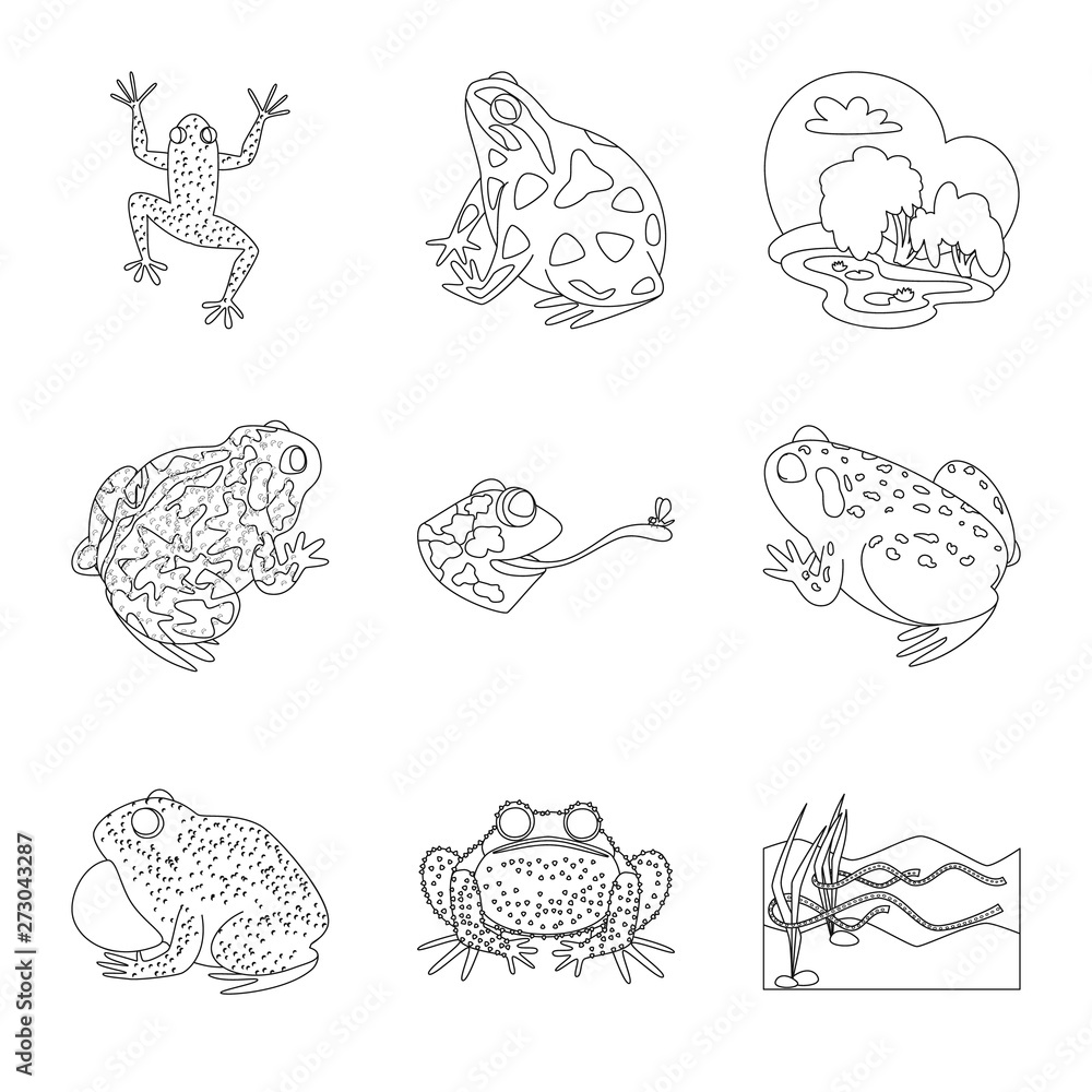Vector illustration of amphibian and animal symbol. Collection of ...
