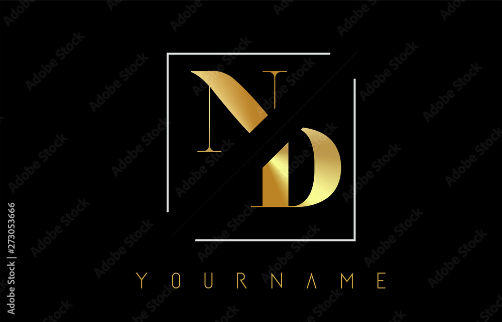 ND Golden Letter Logo with Cutted and Intersected Design Stock Vector ...