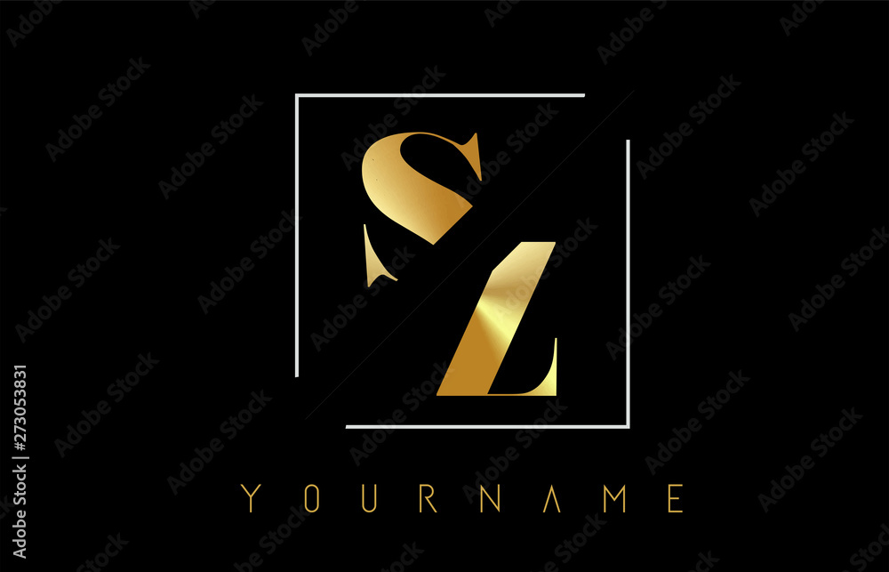 SZ Golden Letter Logo with Cutted and Intersected Design Stock Vector ...
