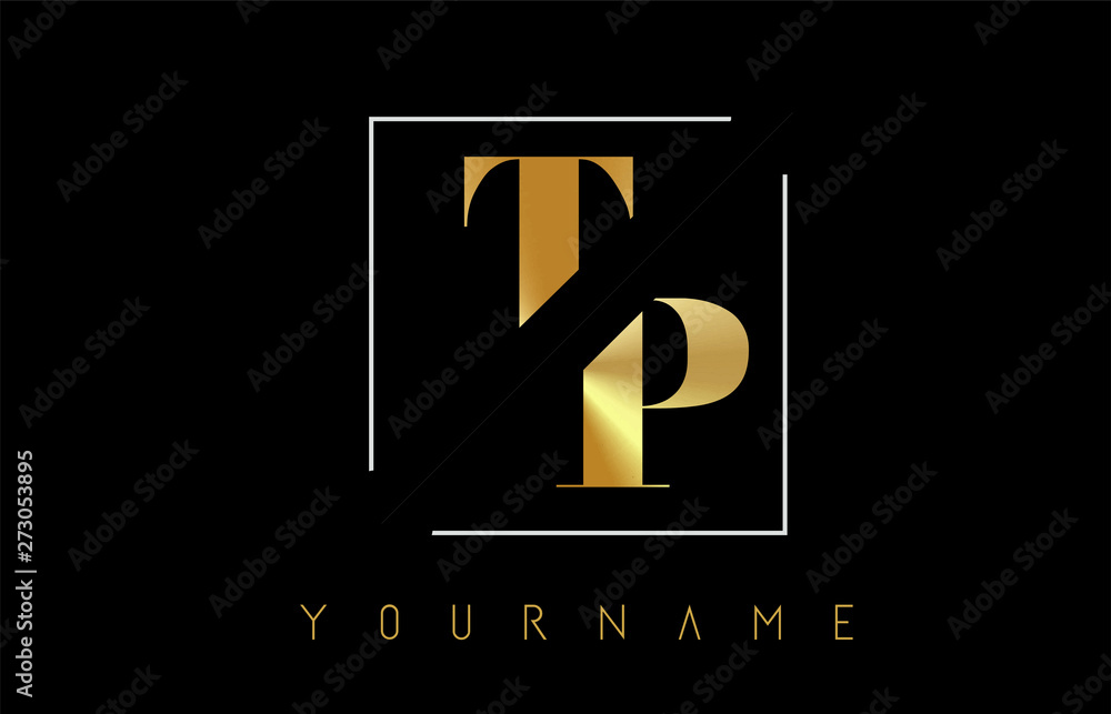 TP Golden Letter Logo with Cutted and Intersected Design Stock Vector ...