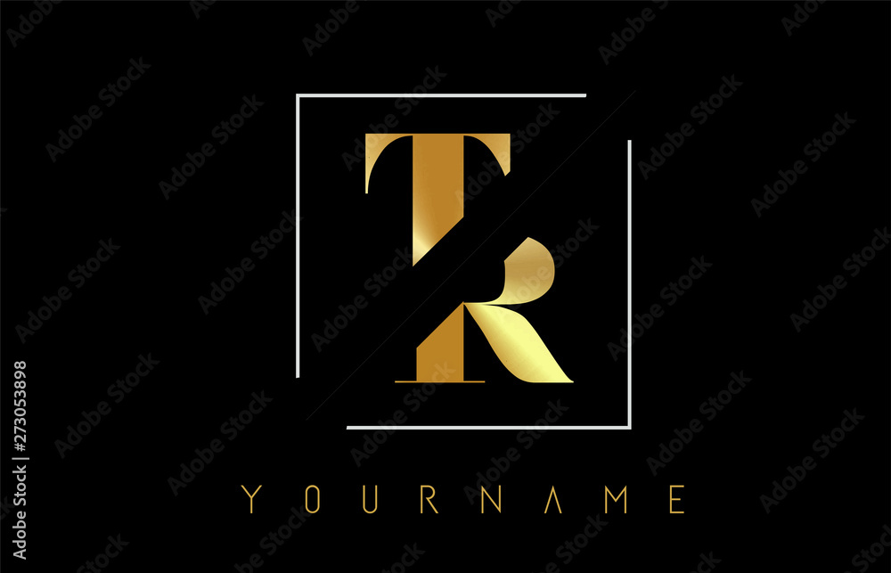 TR Golden Letter Logo with Cutted and Intersected Design Stock Vector ...