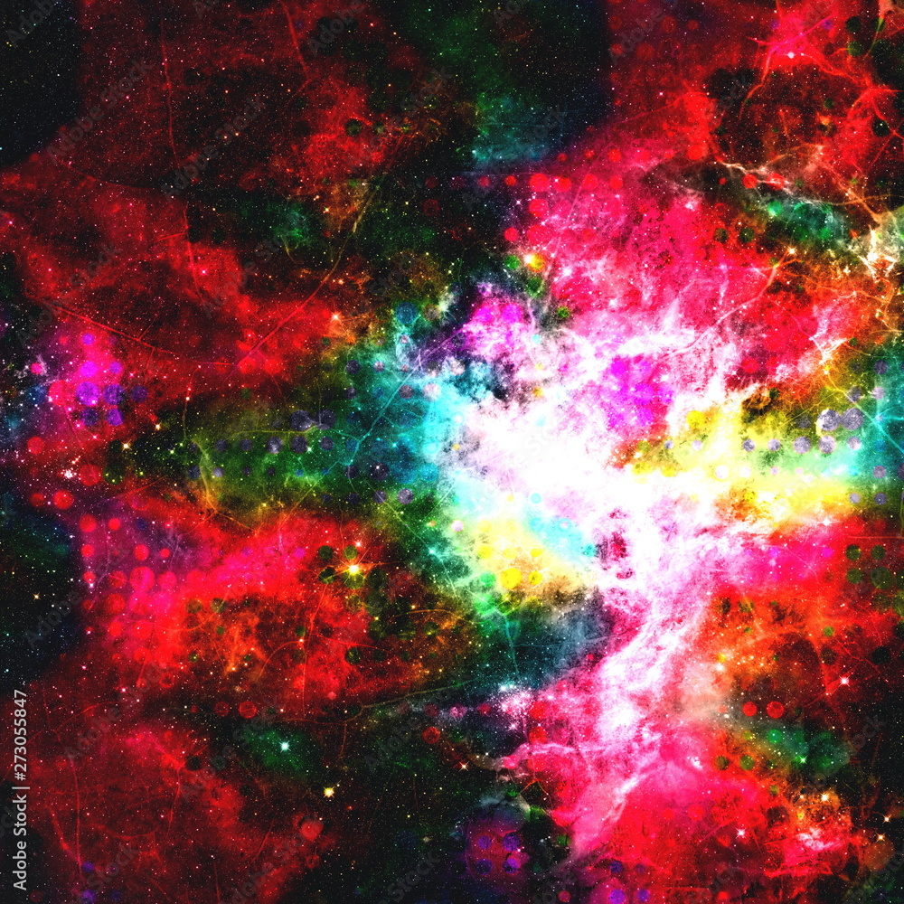 Abstract colorful space background. Stars of a planet and galaxy in ...