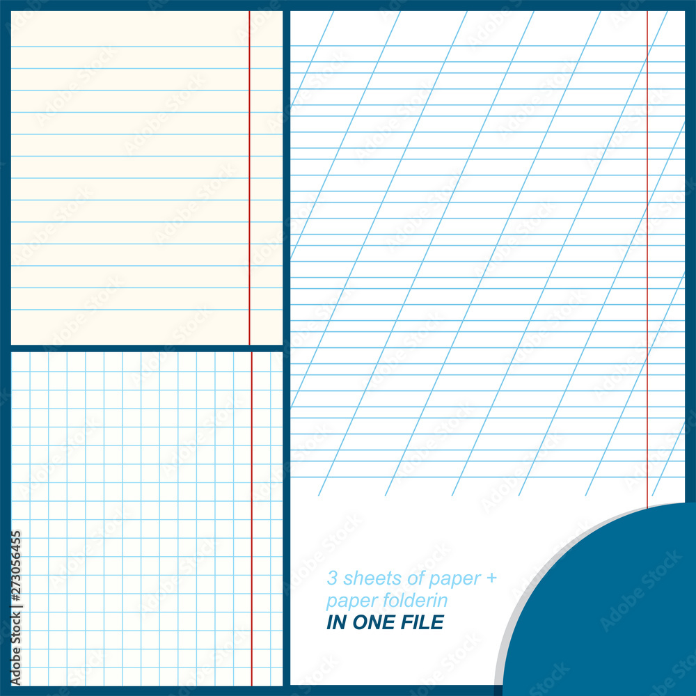 Vector illustration of three sheets of paper in line, in a cell and in ...