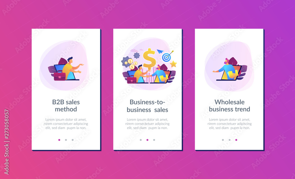 B2B sales person selling products and services to buyer in laptop ...