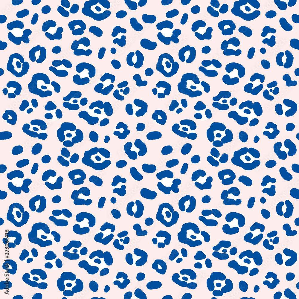 Leopard blue and pink skin print. Vector seamless pattern. African ...
