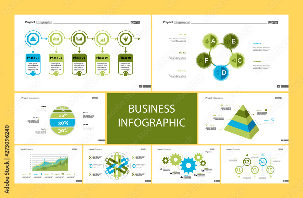 Business presentation slide template design set can be used for ...