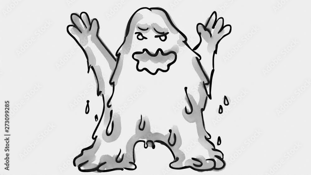 2d Animation motion graphics showing a watercolor of a gooey, grimey ...