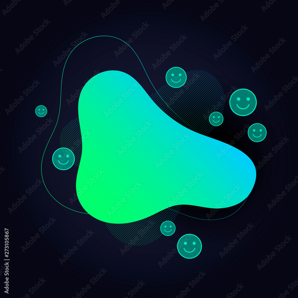 Vector fluid emotion banner template. Colorful abstract green to blue ...