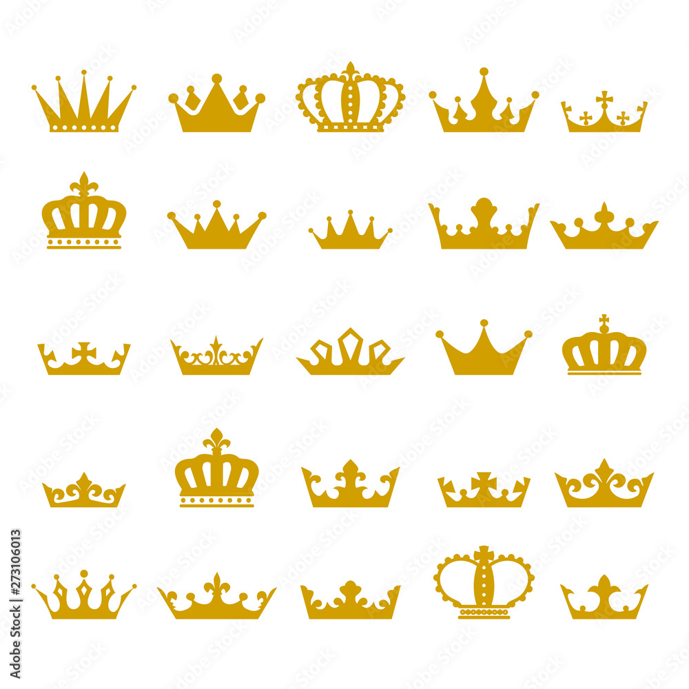 Crown icon set heraldic symbol vector illustration. Stock Vector ...
