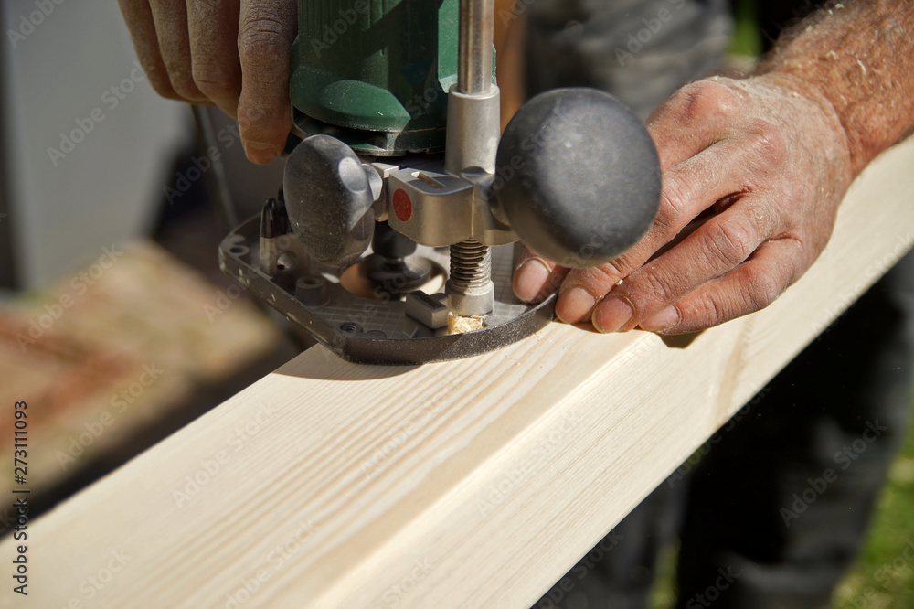 Processing of Natural Wooden beam with milling woodworking machine ...