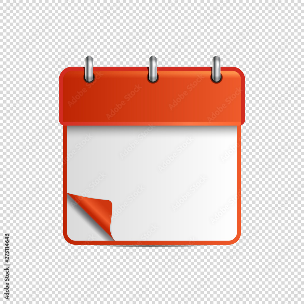 Orange Realistic Calendar - 3D Vector Illustration - Isolated On ...