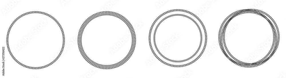 Round abstract chain frame icon set line. Outline effect. White ...