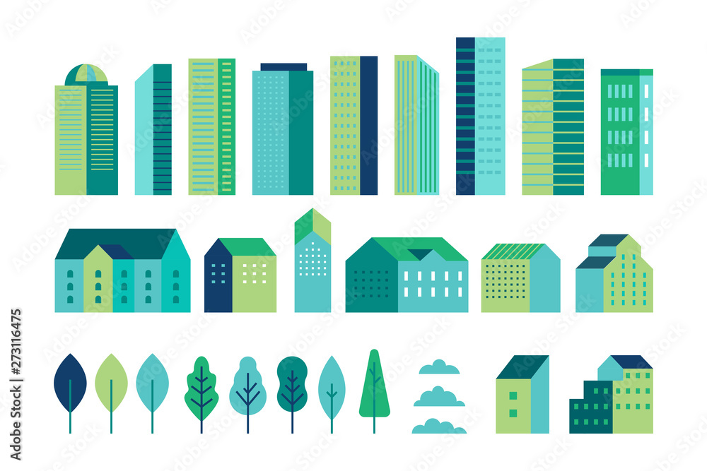 Vector set of illustration in simple minimal geometric flat style ...