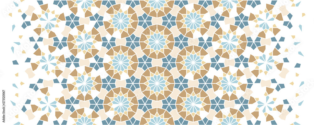 Islamic mosaic vector seamless pattern. Geometric halftone texture with ...