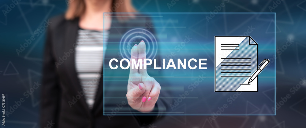 Woman touching a compliance concept Stock Photo | Adobe Stock