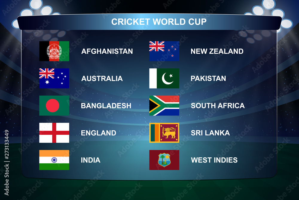 Cricket world cup flags . Vector illustration Stock Vector | Adobe Stock