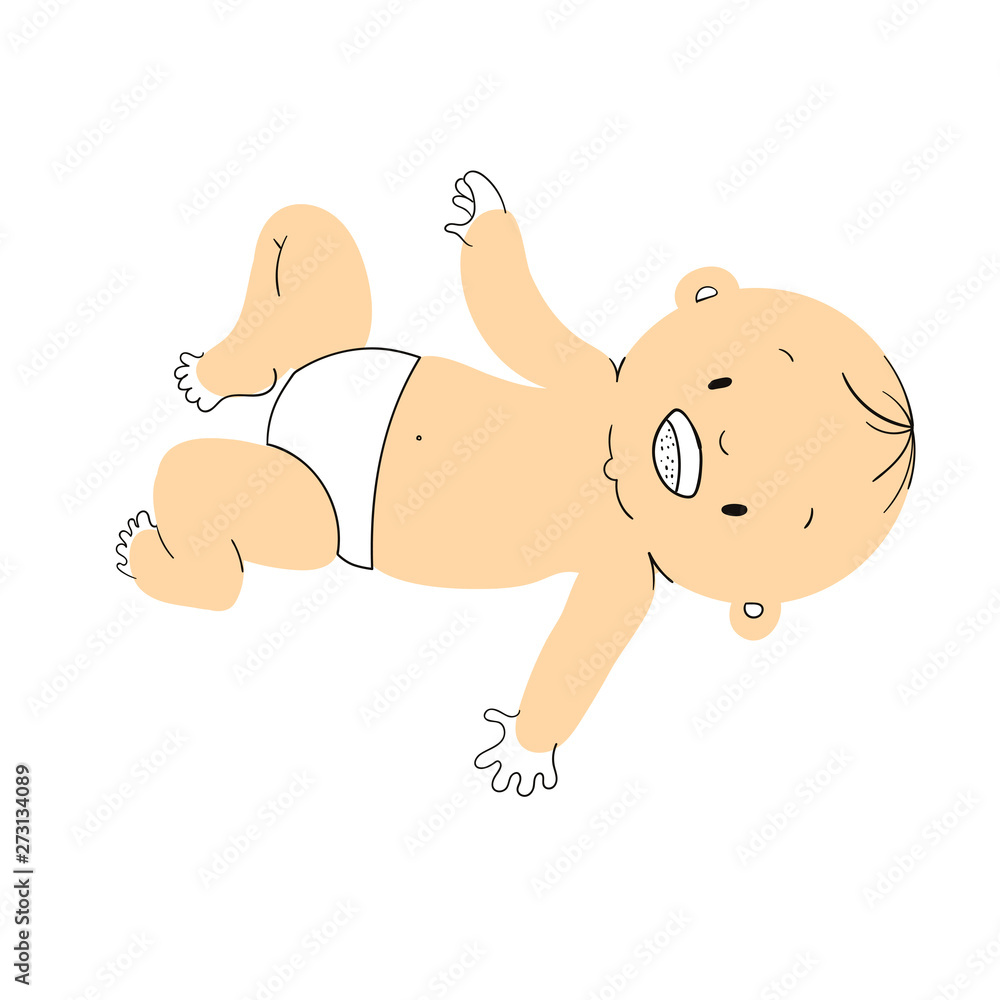 Vector Illustration of Cartoon Baby lying and smiling. Stock Vector ...