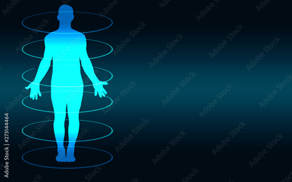 Human body medical scan on a blue background Stock Illustration | Adobe ...