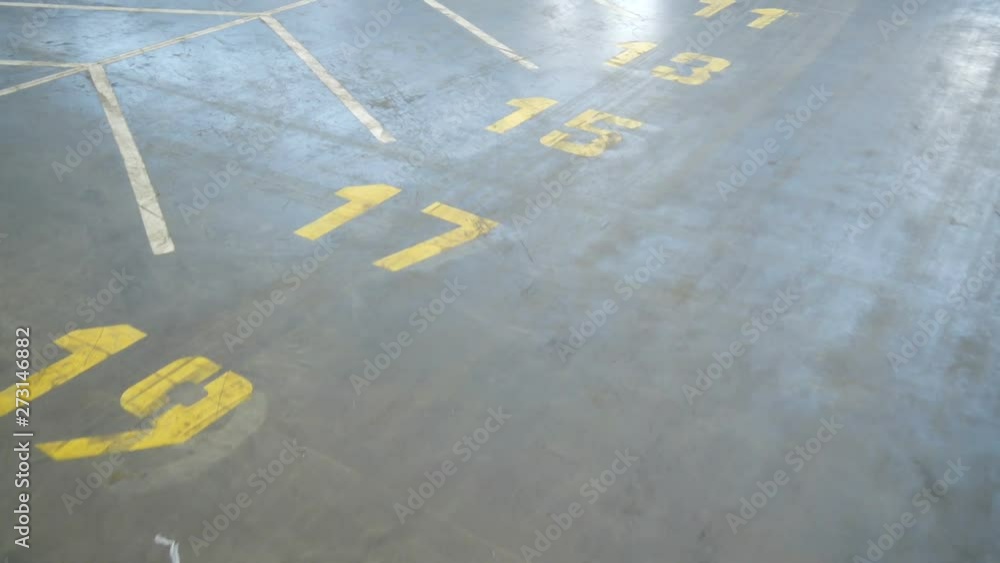 Marking on the floor in the production room with numbering from 1 to 24 ...