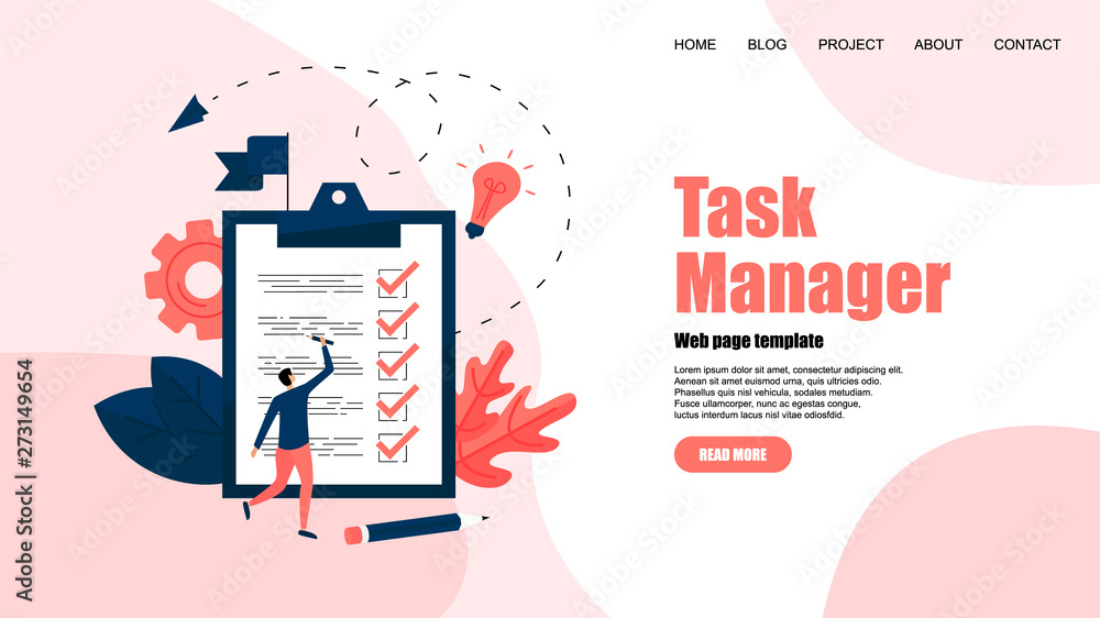 Web template. Task manager concept. To-Do list apps. Vector ...