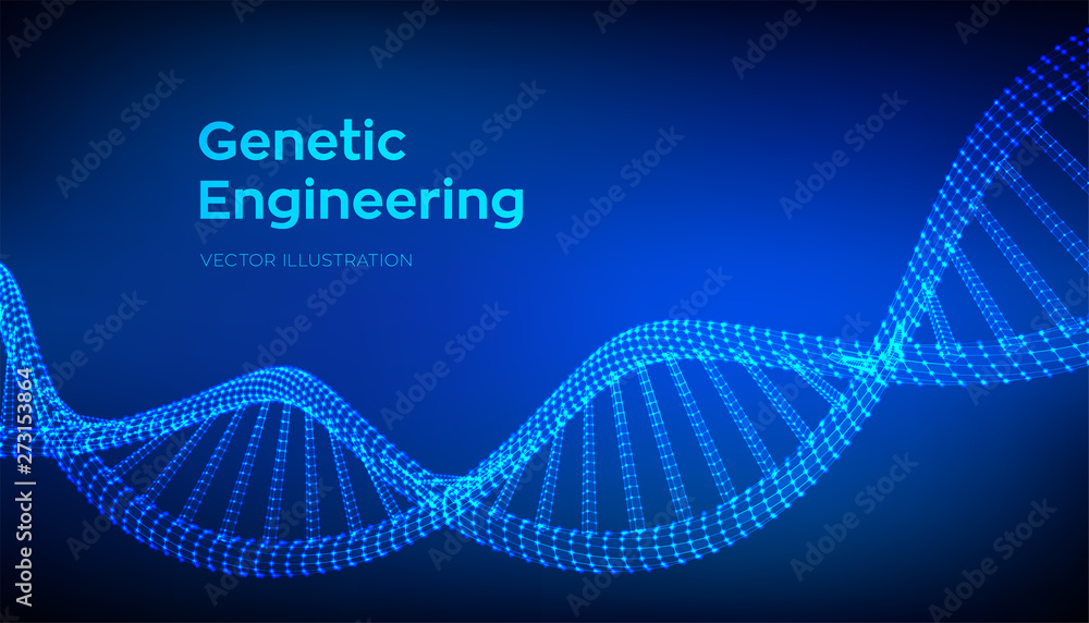 DNA sequence. Wireframe DNA molecules structure mesh. DNA code editable ...