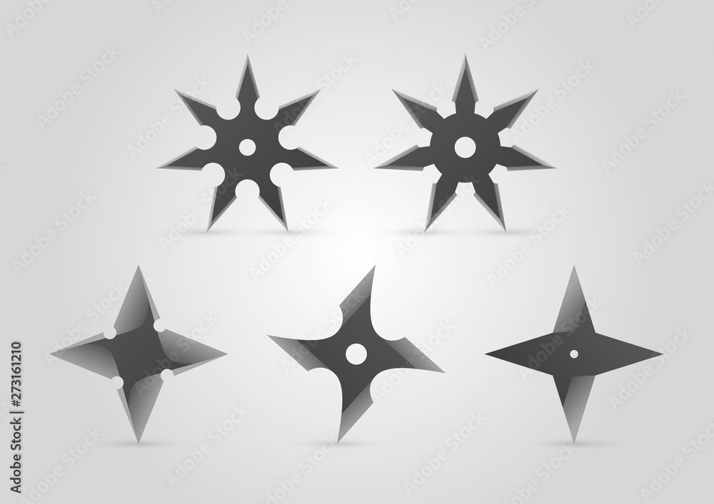 Various types of vector ninja throwing stars Stock Vector | Adobe Stock