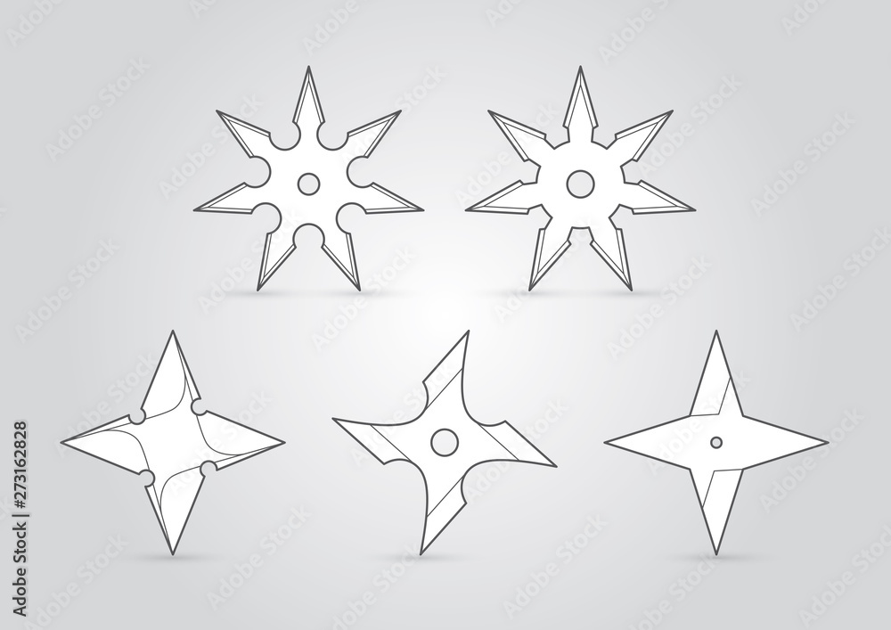 Various types of vector ninja throwing stars Stock Vector | Adobe Stock