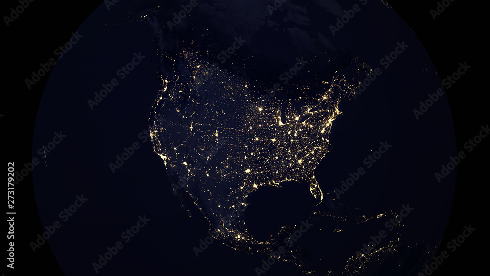 USA map city lights night Stock Illustration | Adobe Stock