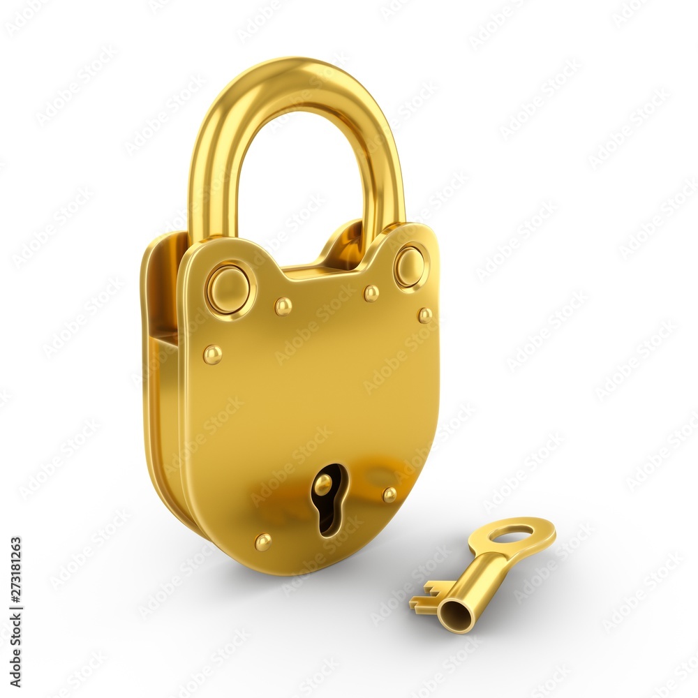 3D Rendering Padlock isolated in white background Stock Illustration ...
