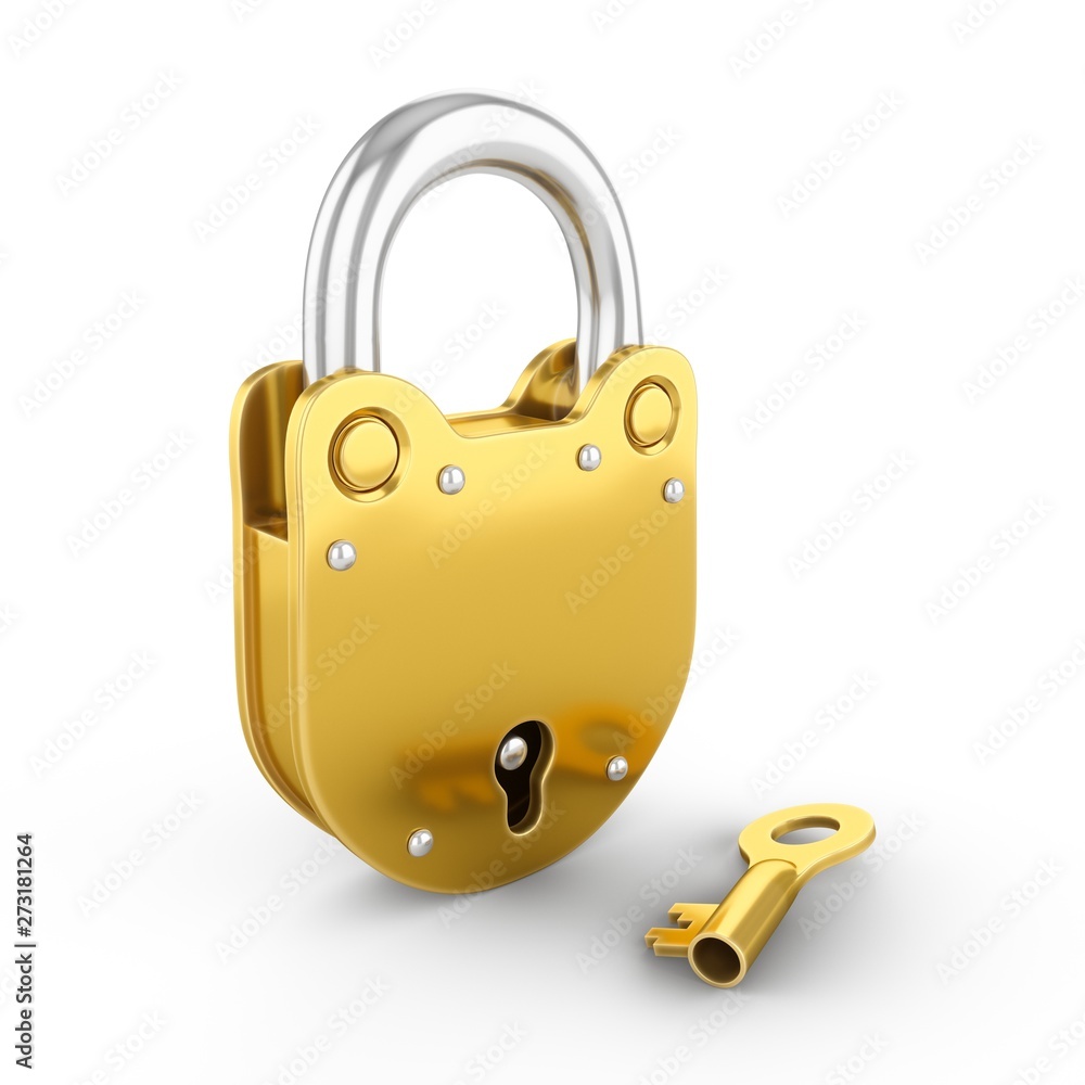 3D Rendering Padlock isolated in white background Stock Illustration ...