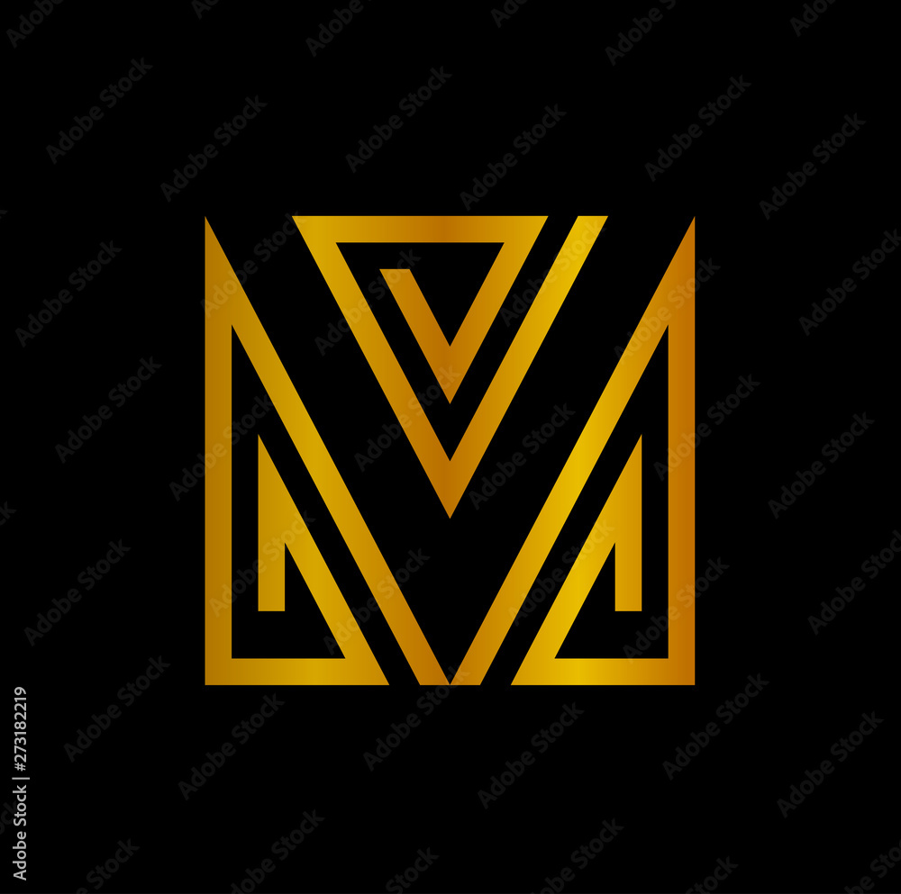 luxury minimalist MV/VM monogram logo design with line art style Stock ...
