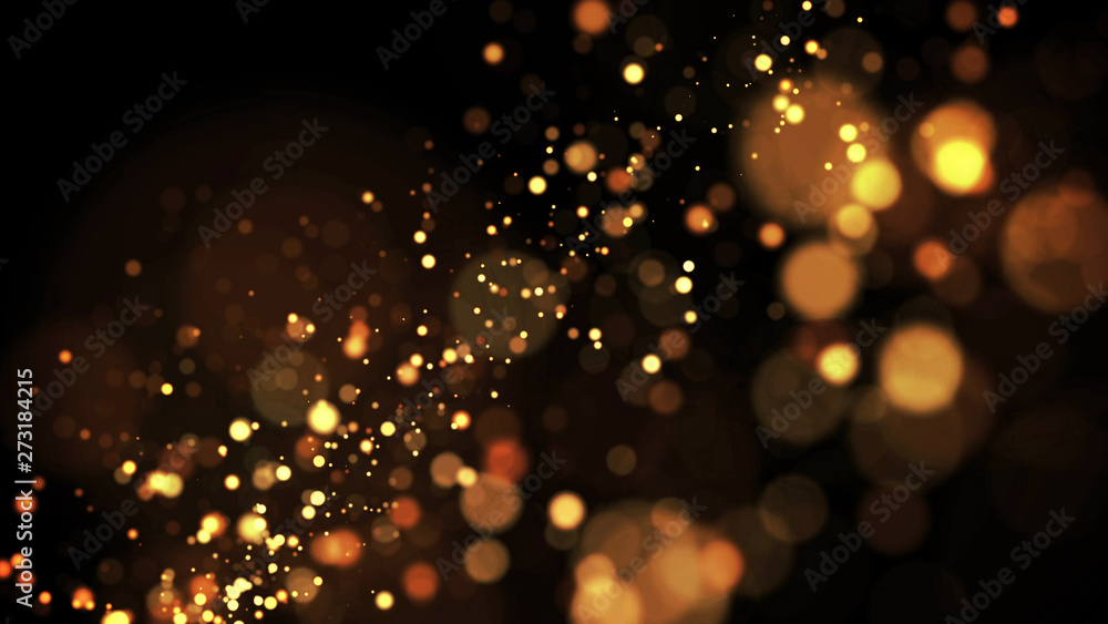 gold particles glisten in the air, gold sparkles in a viscous fluid ...