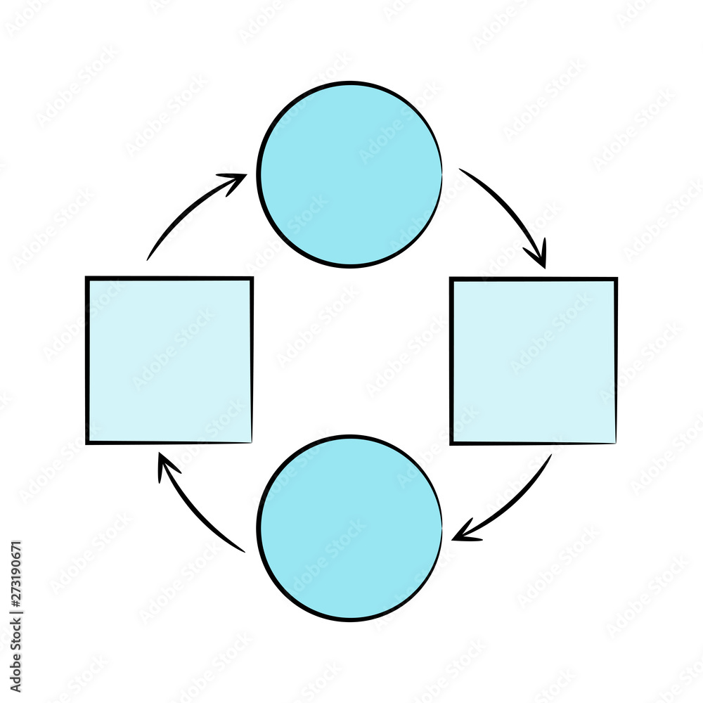 blue hand drawn process business chart diagram for presentation ...