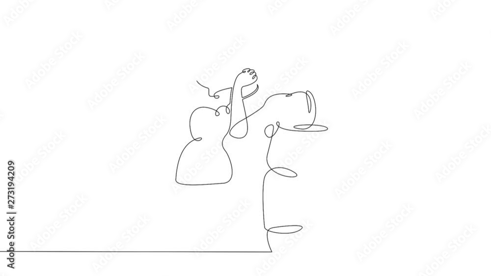 Self drawing simple animation of single continuous one line drawing ...