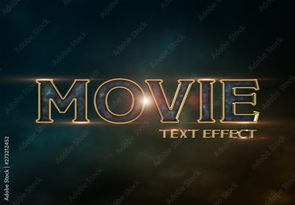 Gold-Rimmed Movie Style Text Effect Stock Template | Adobe Stock