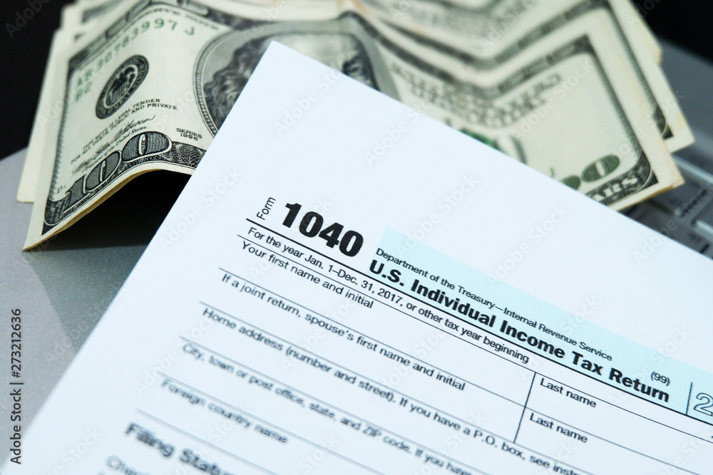 Tax Season: 1040 U.S. Individual Income Tax Return Form Horizontal top ...