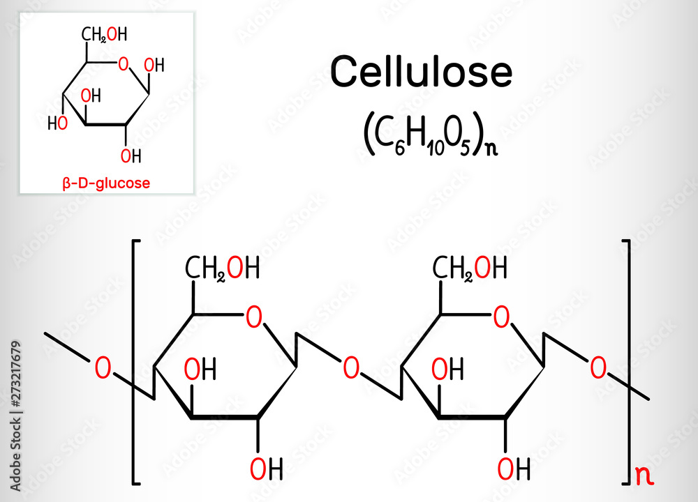 Cellulose polysaccharide molecule. Structural chemical formula vector ... Cellulose polysaccharide molecule. Structural chemical formula vector ...