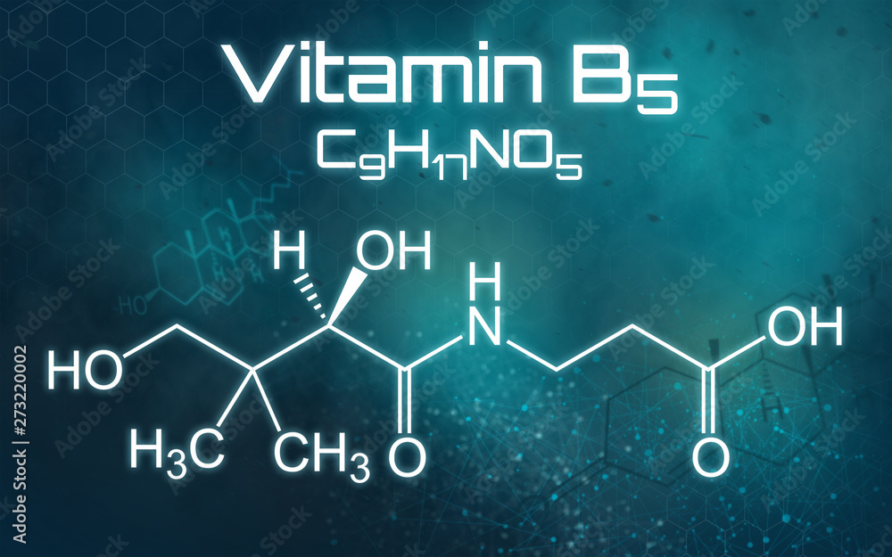 Chemical formula of Vitamin B5 on a futuristic background Stock ...