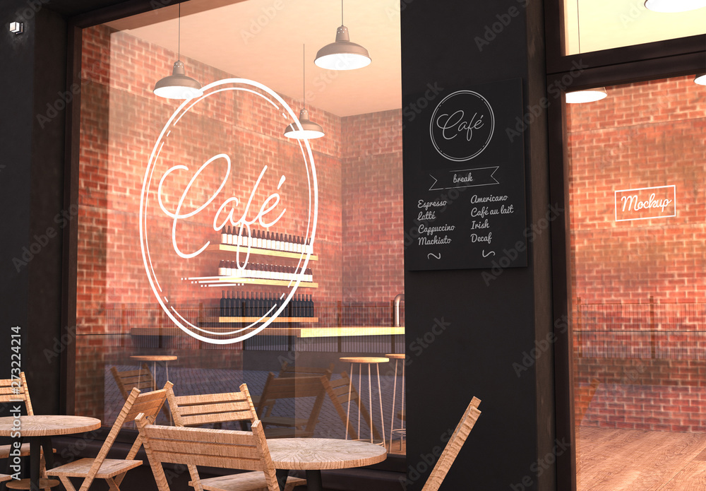 Outdoor Cafe Mockup Stock Template | Adobe Stock