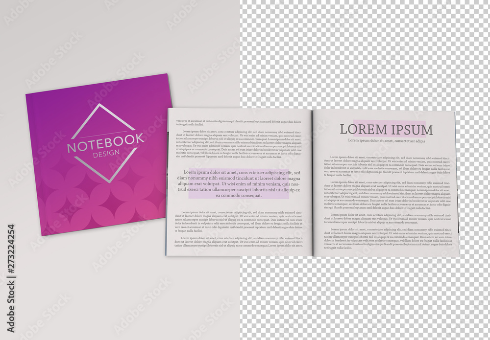 Open Square Notebook Mockup Stock Template | Adobe Stock