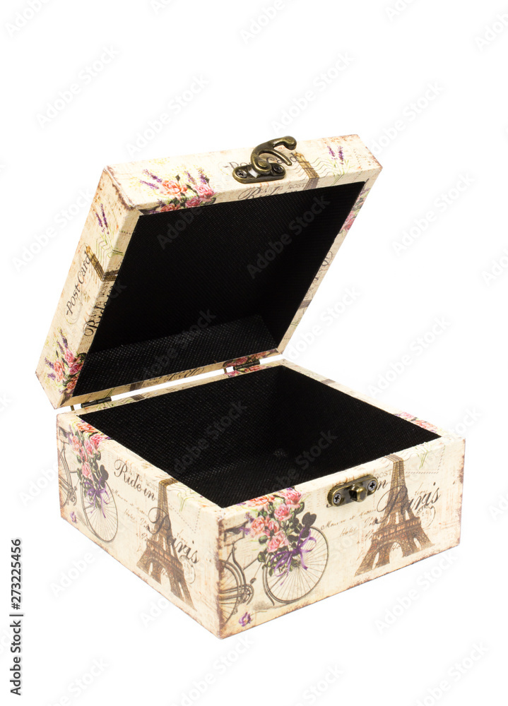 Open and closed square decorative gift box or box on a white background ...