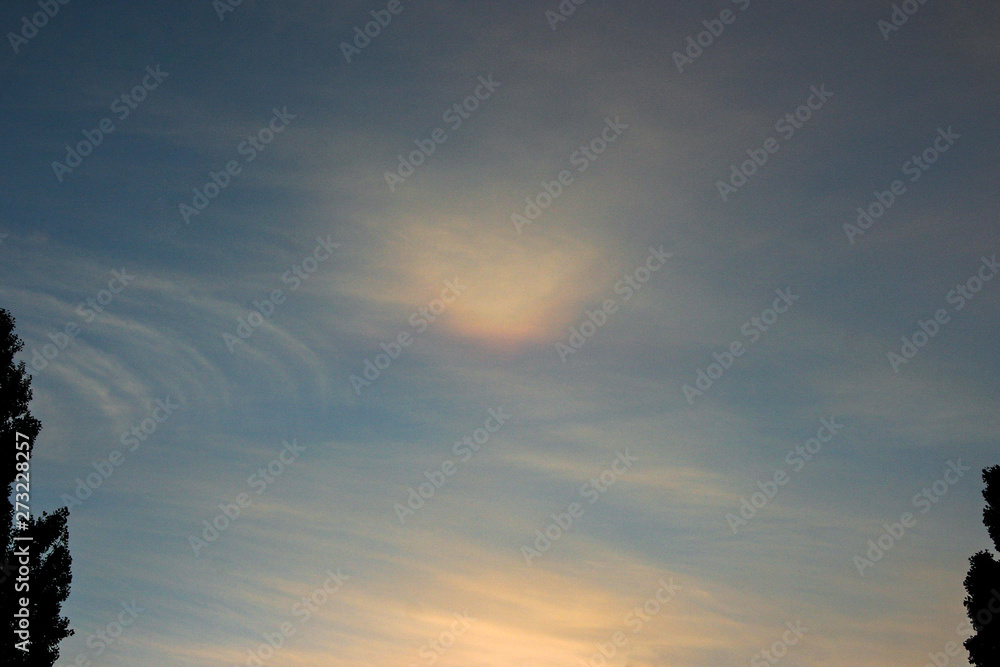 Sun halo. Optical phenomenon called upper tangent arc. Because of the ...