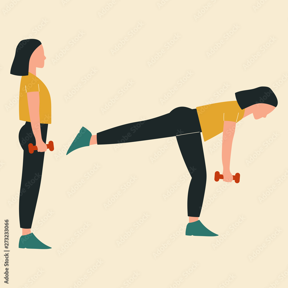 Woman doing single-leg romanian deadlifts. Illustrations of glute ...