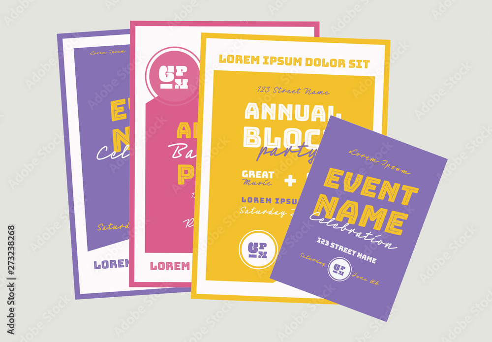 Color Blocked Poster and Flyer Set Stock Template | Adobe Stock