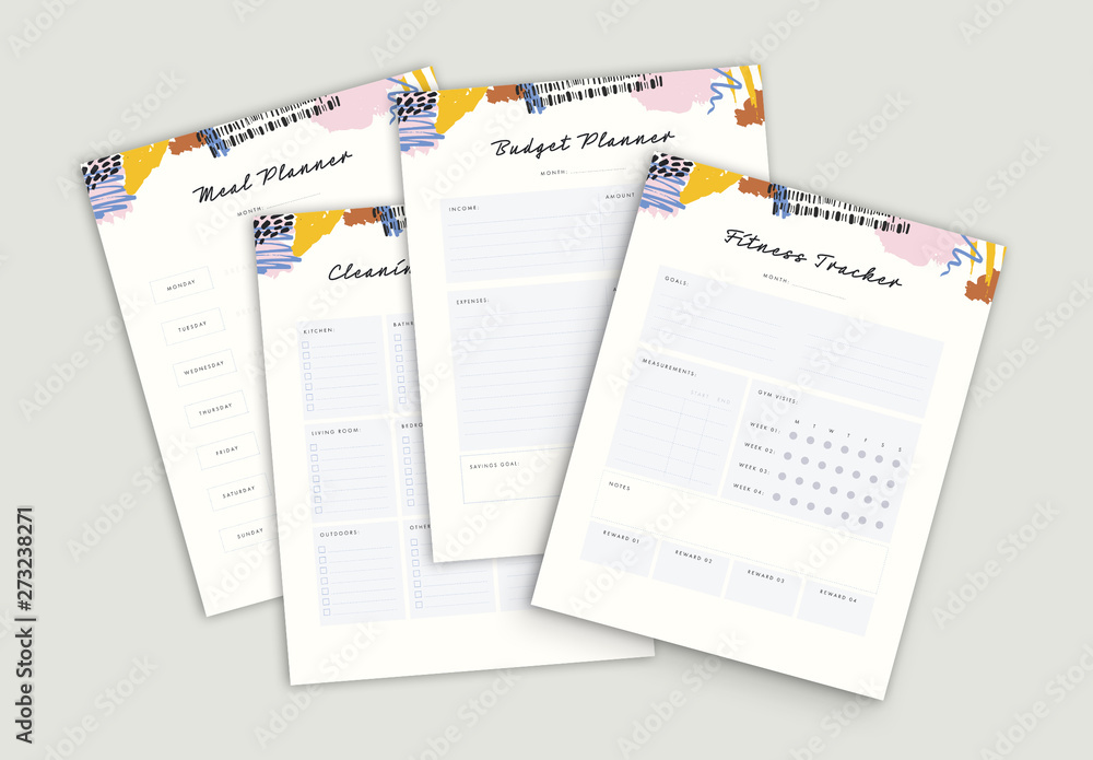 Planner Set with Illustrative Elements Stock Template | Adobe Stock