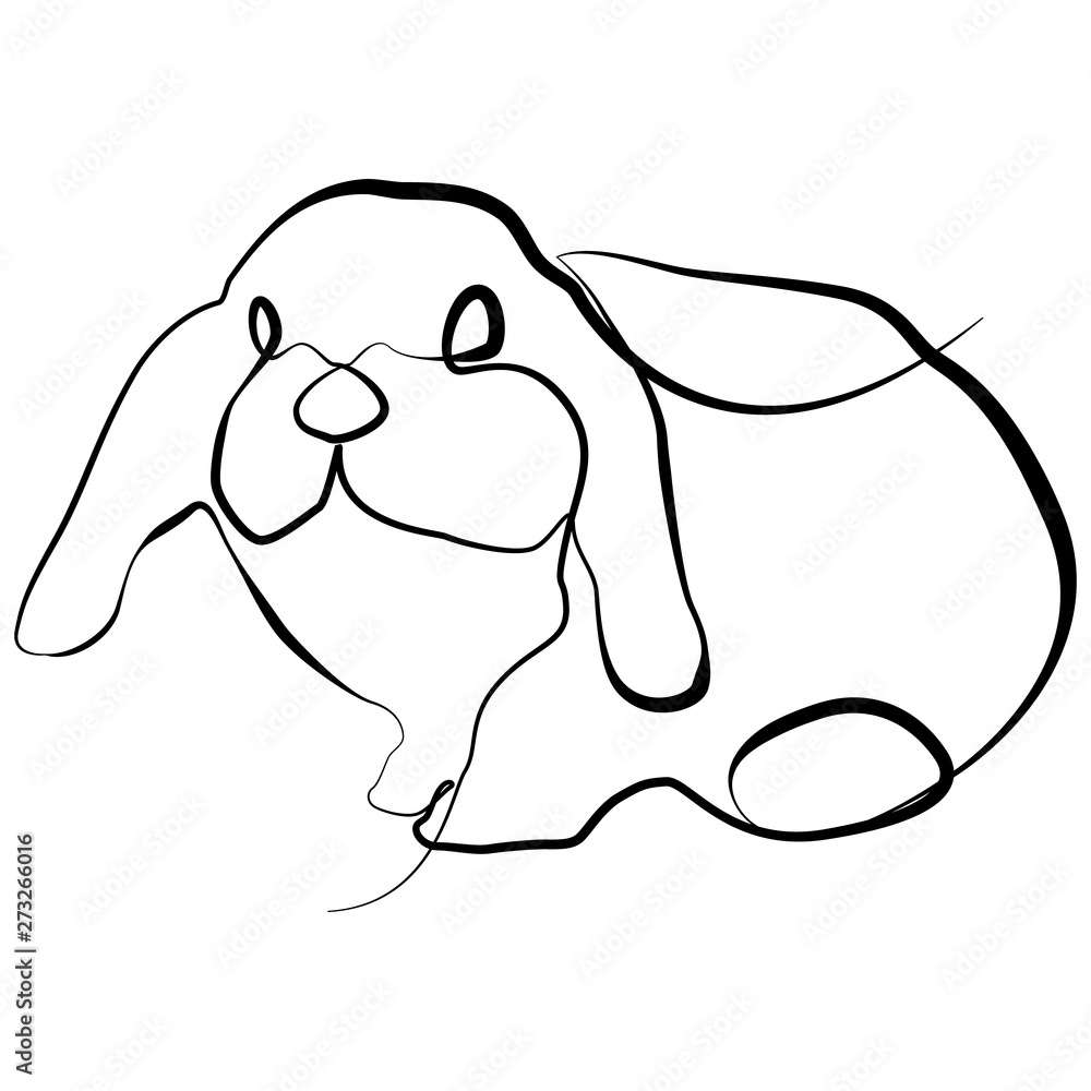 Rabbit one line drawing. Creative Hare single line Art Vector ...