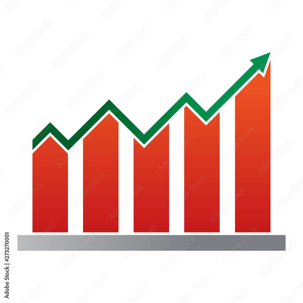 Growth chart vector icon. filled flat sign for mobile concept and web ...