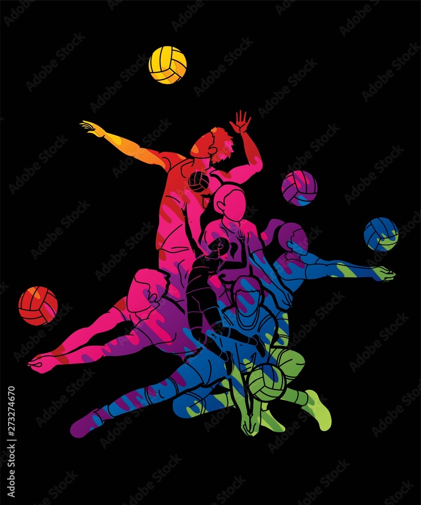 Volleyball sport action cartoon graphic vector Stock Vector | Adobe Stock